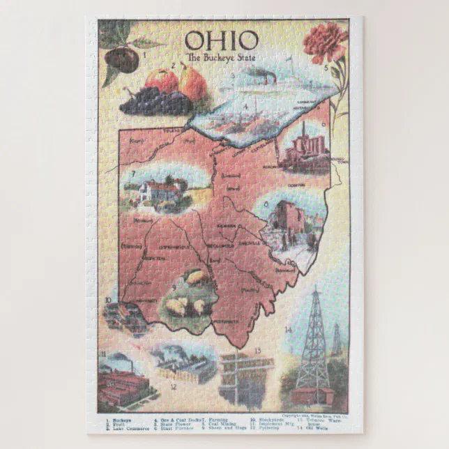 Vintage Map of Ohio (1921) Jigsaw Puzzle | Zazzle