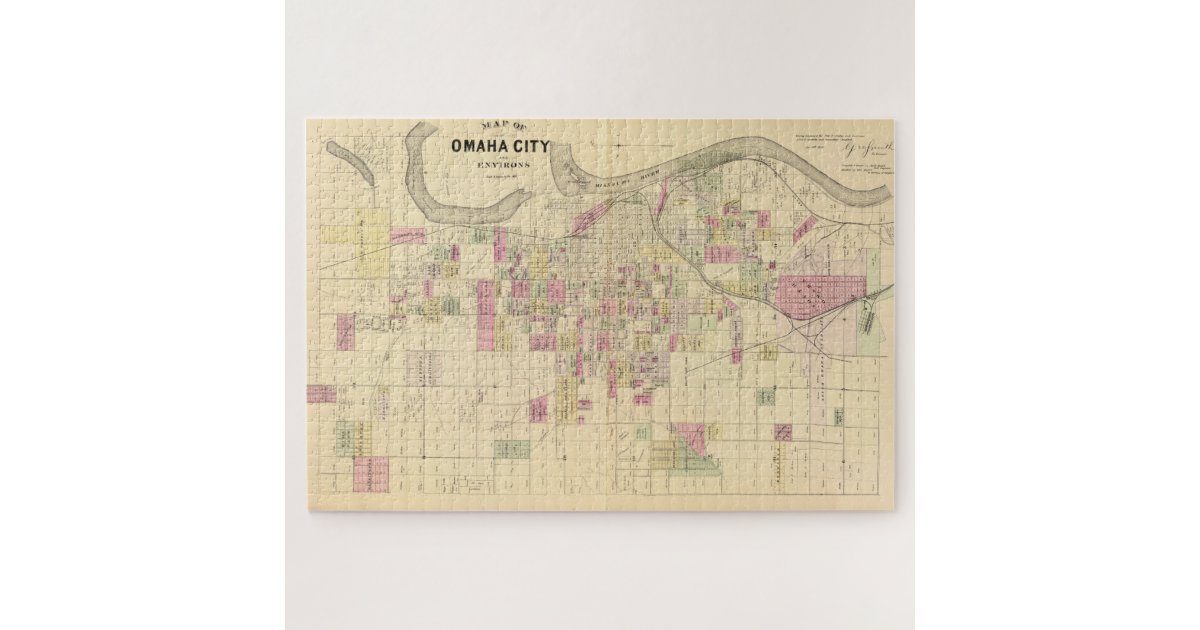 Vintage Map of Omaha Nebraska (1885) Jigsaw Puzzle | Zazzle