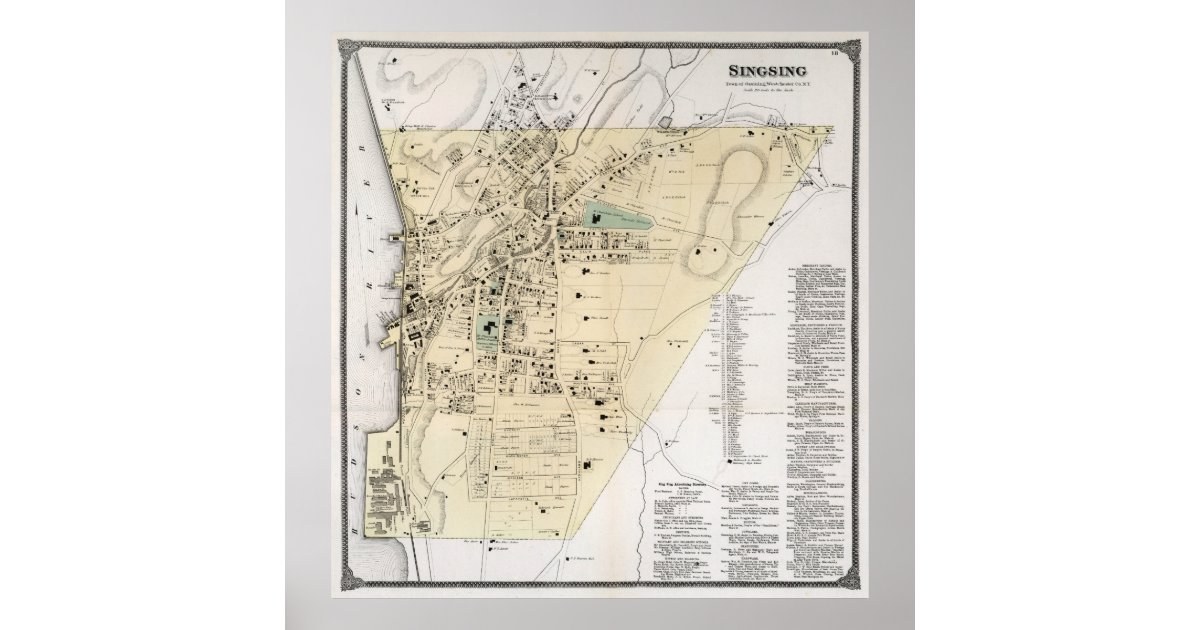 Vintage Map of Ossining NY (1867) Poster | Zazzle