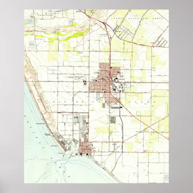 Vintage Map of Oxnard California (1949) 2 Poster | Zazzle