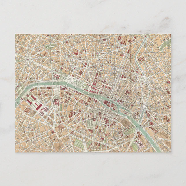 Vintage Map of Paris (1892) Postcard | Zazzle