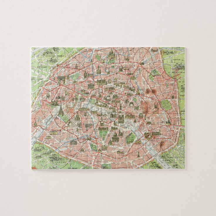 Vintage Map of Paris (1920) Jigsaw Puzzle | Zazzle