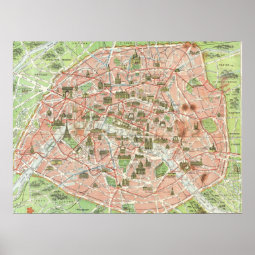 Vintage Map of Paris (1920) Poster | Zazzle