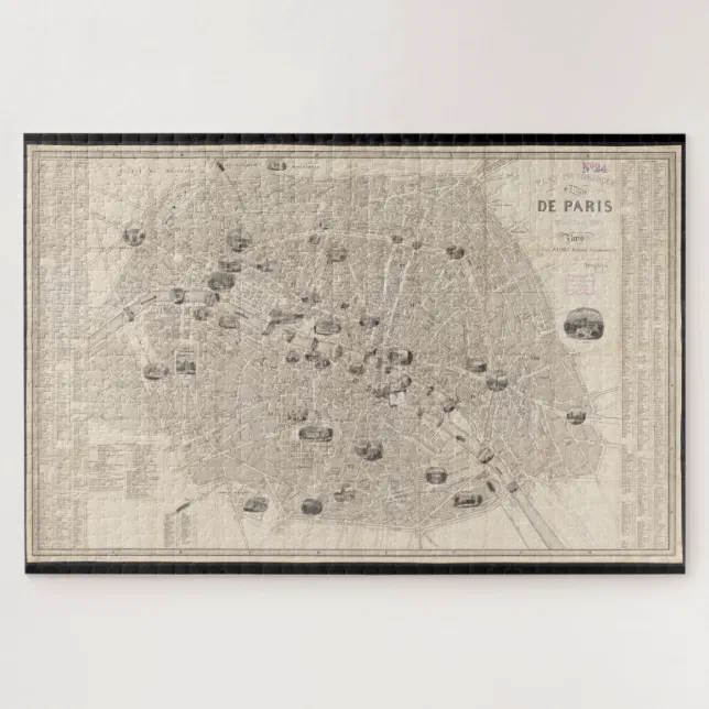 Vintage Map of Paris France (1841) Jigsaw Puzzle | Zazzle