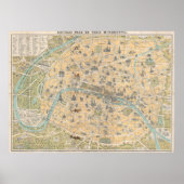 Vintage Map of Paris France (1890) Poster | Zazzle