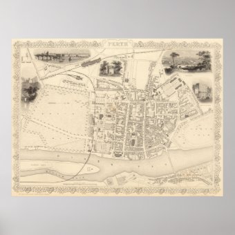 Vintage Map of Perth Scotland (1851) Poster | Zazzle
