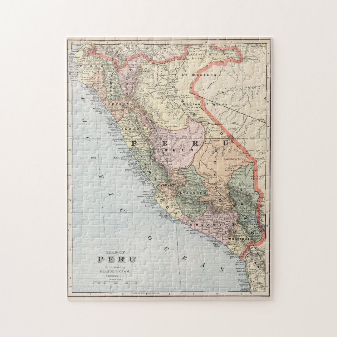 Vintage Map of Peru (1901) Jigsaw Puzzle | Zazzle