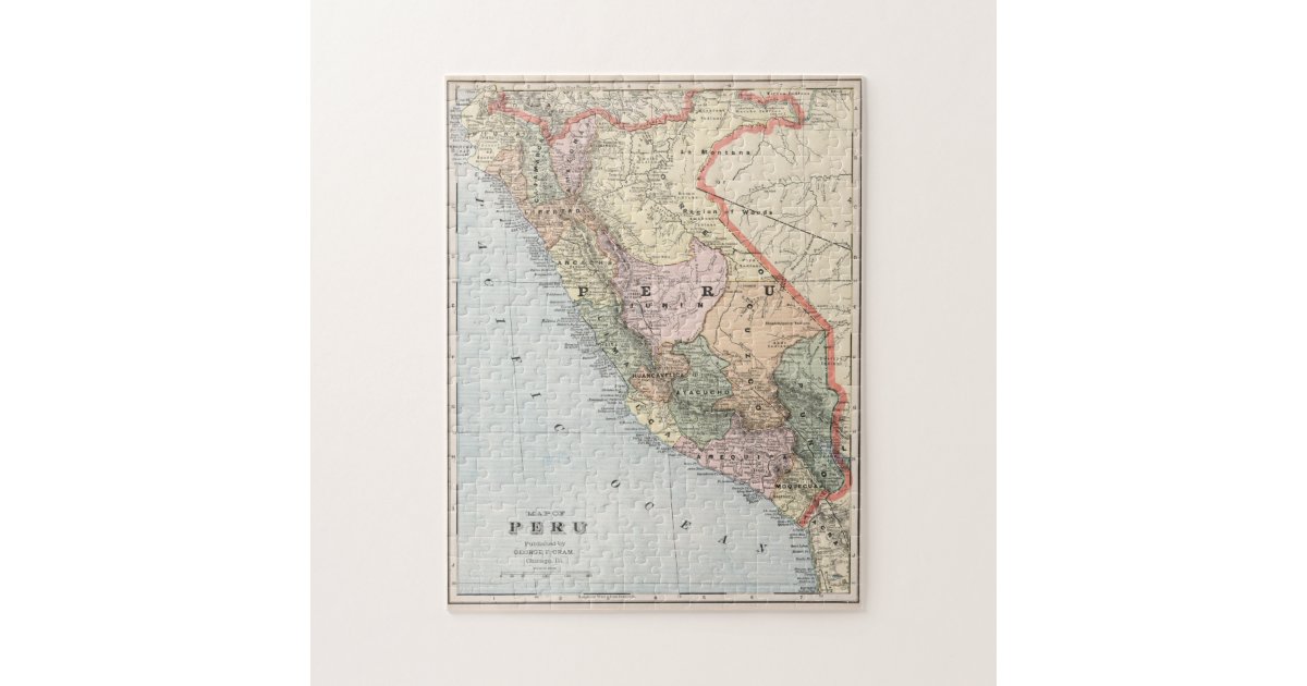 Vintage Map of Peru (1901) Jigsaw Puzzle | Zazzle