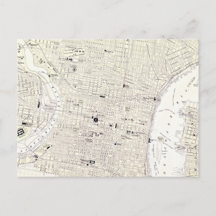 Vintage Map of Philadelphia (1885) Postcard | Zazzle.com
