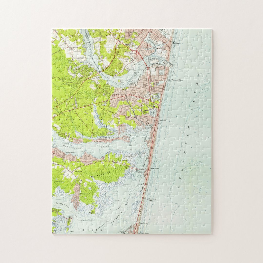 Vintage Map of Point Pleasant NJ (1953) Jigsaw Puzzle | Zazzle