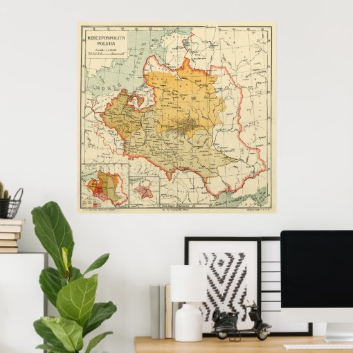 Vintage Map of Poland (1921) Poster | Zazzle