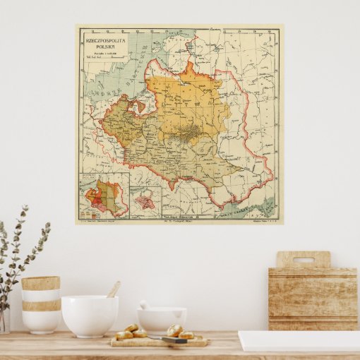 Vintage Map of Poland (1921) Poster | Zazzle