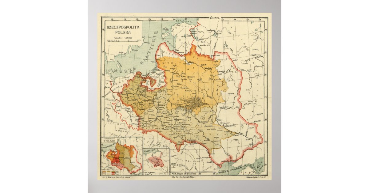 Vintage Map of Poland (1921) Poster | Zazzle