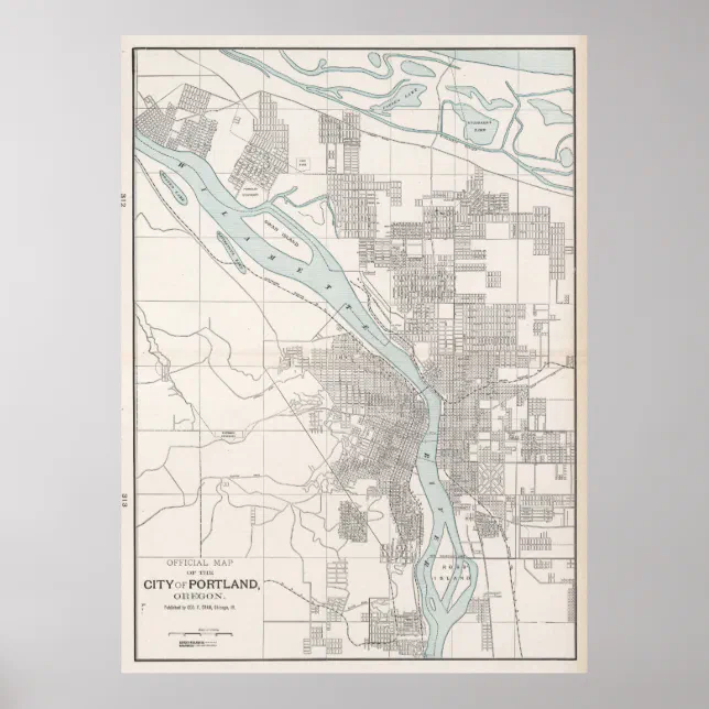 Vintage Map of Portland Oregon (1901) Poster | Zazzle