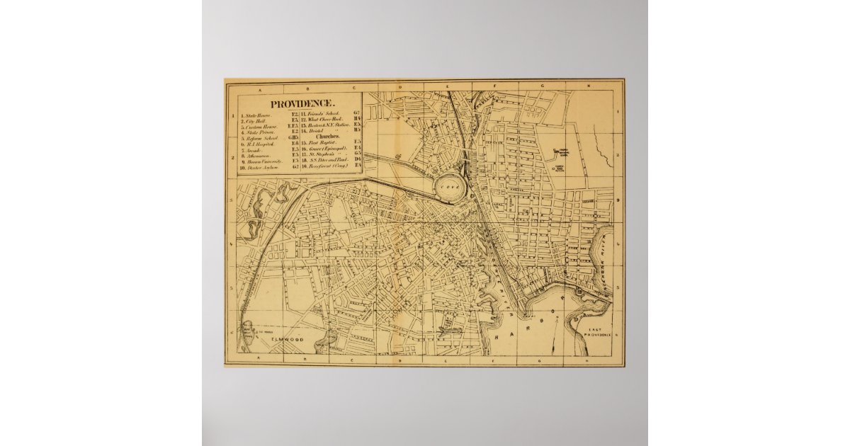 Vintage Map of Providence RI (1880) Poster | Zazzle