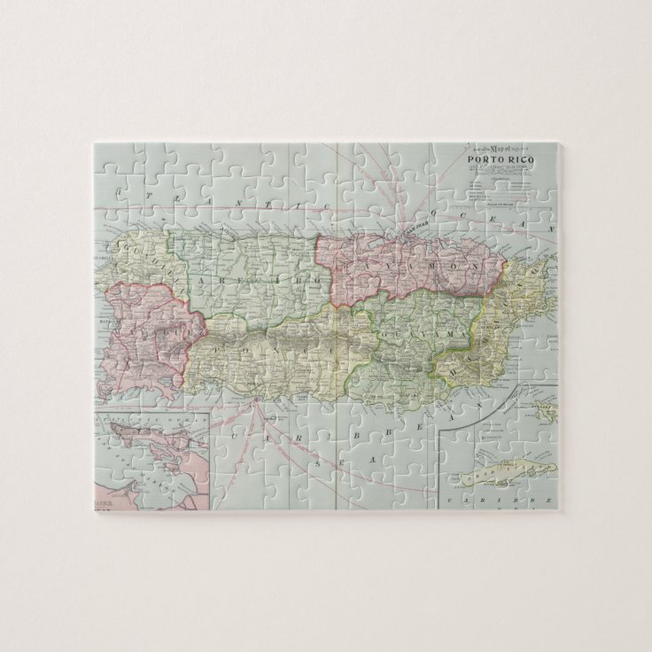 Vintage Map of Puerto Rico (1901) Jigsaw Puzzle | Zazzle