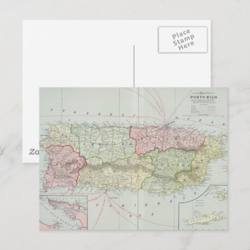 Vintage Map of Puerto Rico (1901) Postcard | Zazzle