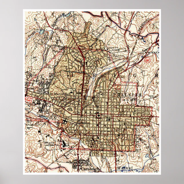 Vintage Map of Raleigh North Carolina (1940) Poster | Zazzle