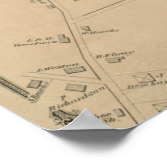 Vintage Map of Reading MA (1875) Poster | Zazzle