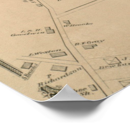 Vintage Map of Reading MA (1875) Poster | Zazzle