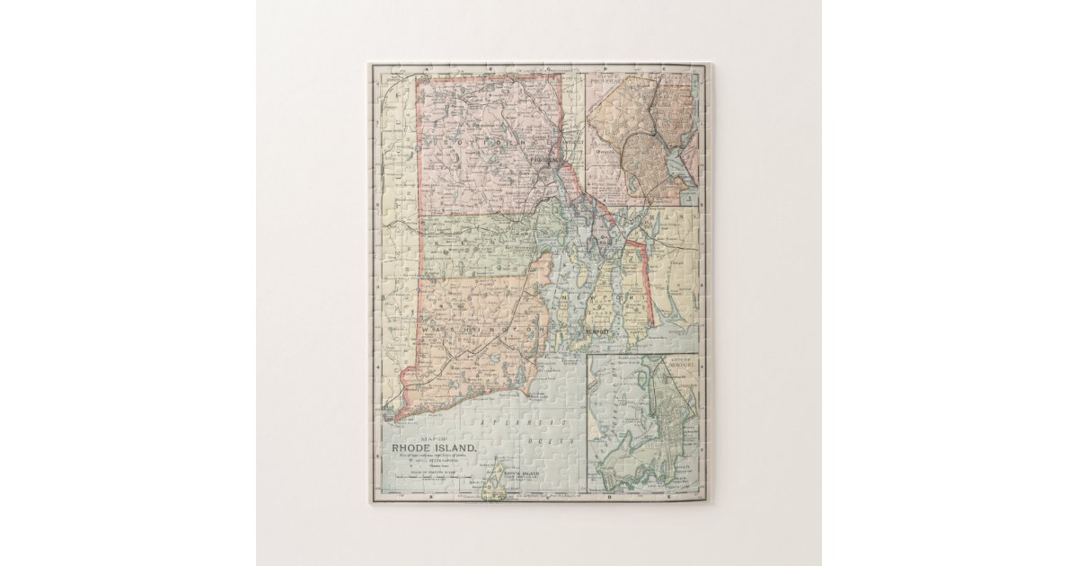 Vintage Map of Rhode Island (1891) Jigsaw Puzzle | Zazzle