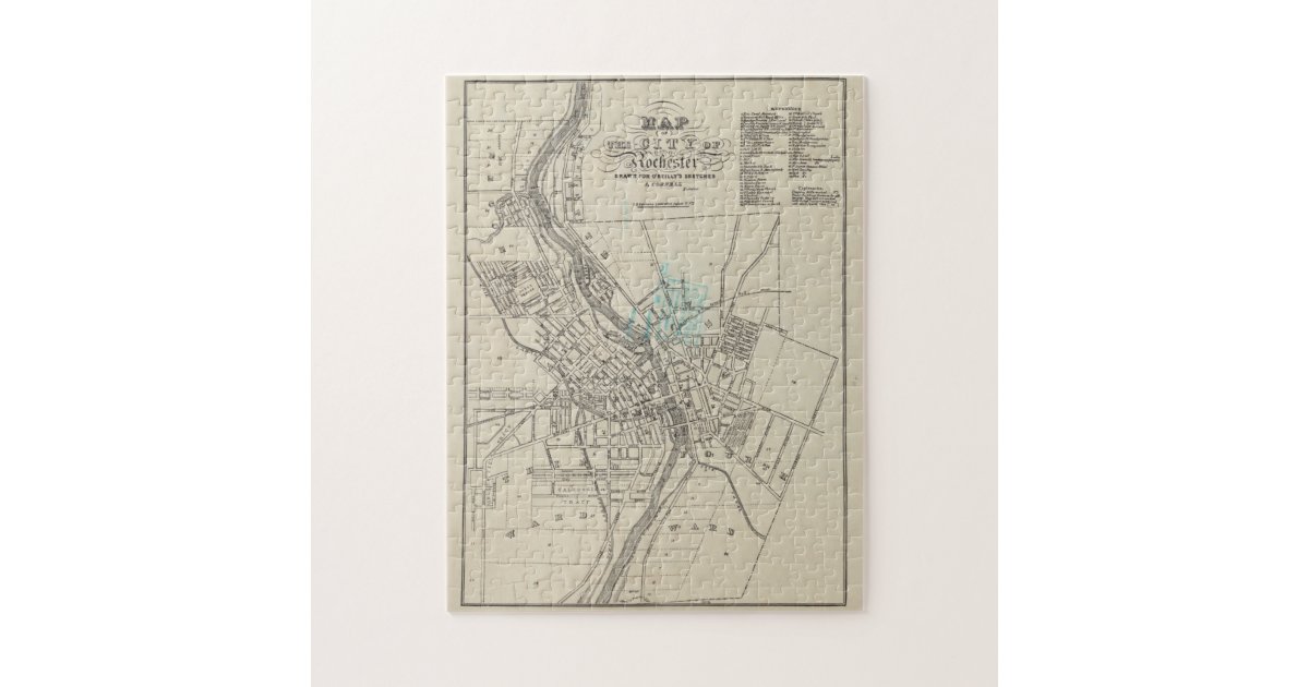 Vintage Map of Rochester NY (1838) Jigsaw Puzzle | Zazzle
