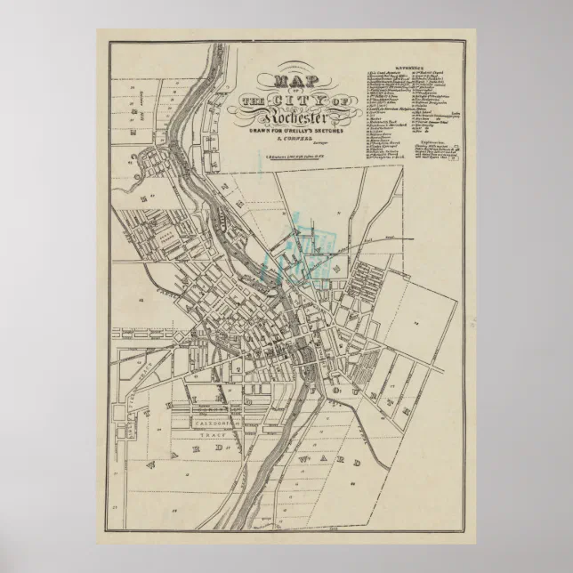 Vintage Map of Rochester NY (1838) Poster | Zazzle