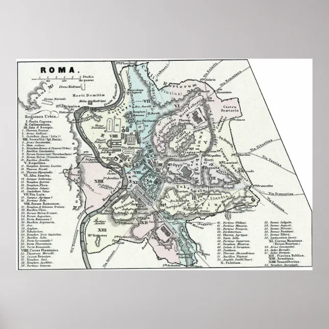 Vintage Map of Rome Italy (1862) Poster | Zazzle