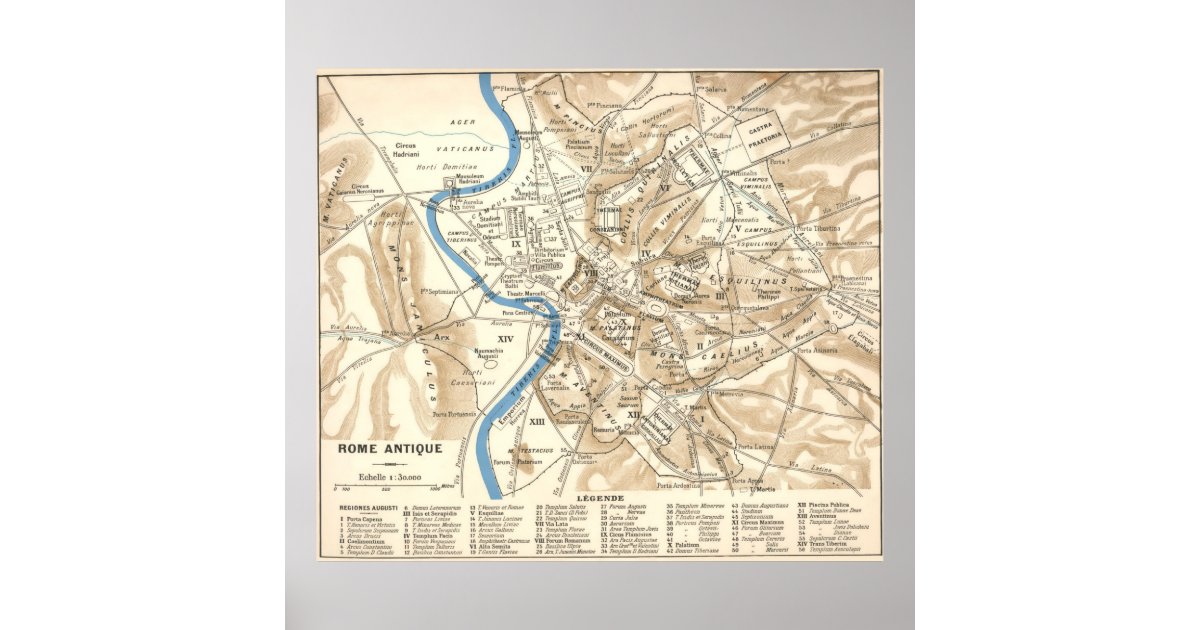 Vintage Map of Rome Italy (1870) Poster | Zazzle