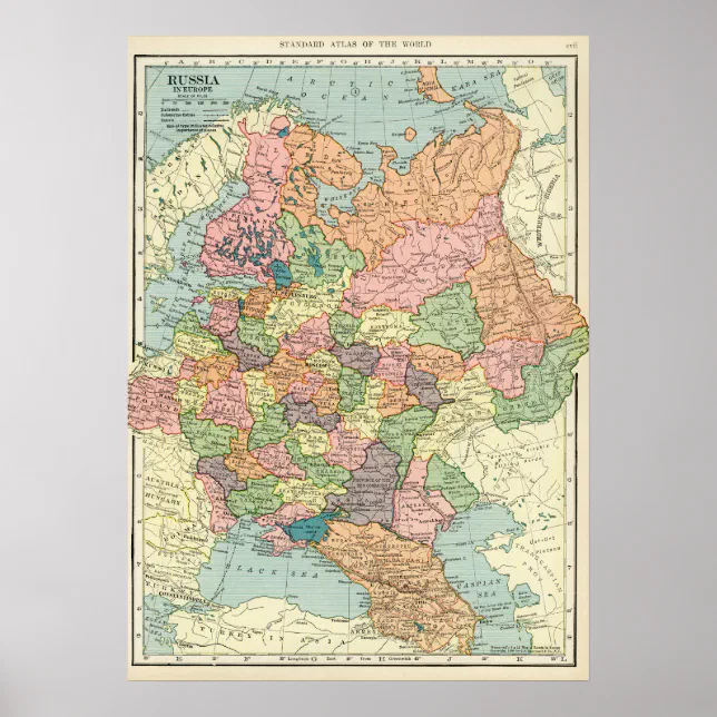 Vintage Map of Russia Poster | Zazzle
