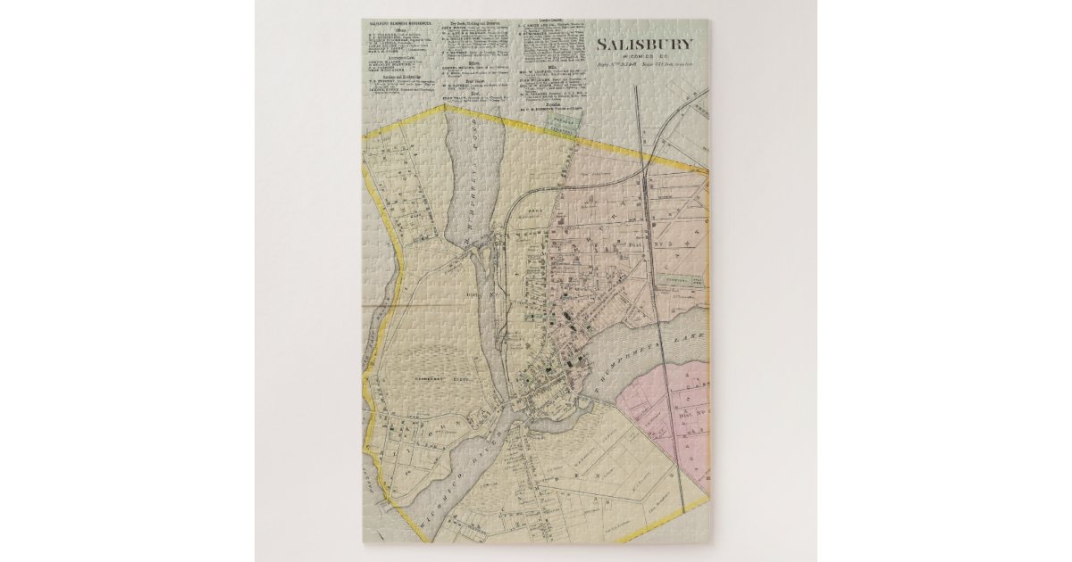 Vintage Map of Salisbury MD (1877) Jigsaw Puzzle | Zazzle
