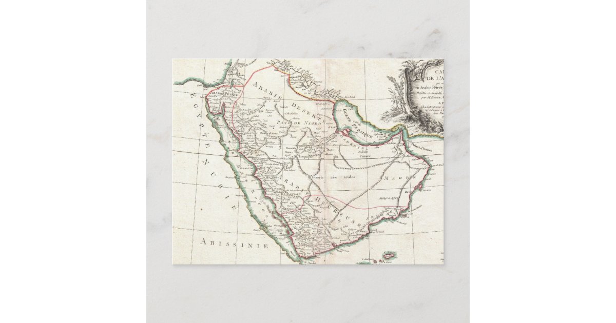 Vintage Map of Saudi Arabia (1771) Postcard | Zazzle