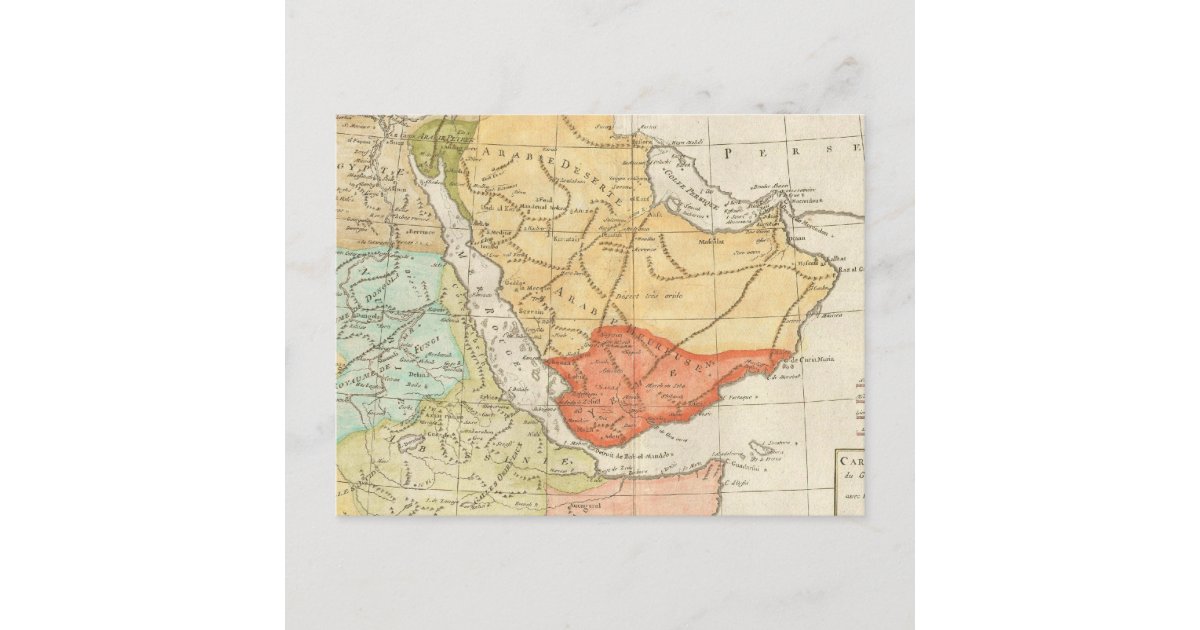 Vintage Map of Saudi Arabia (1780) Postcard | Zazzle
