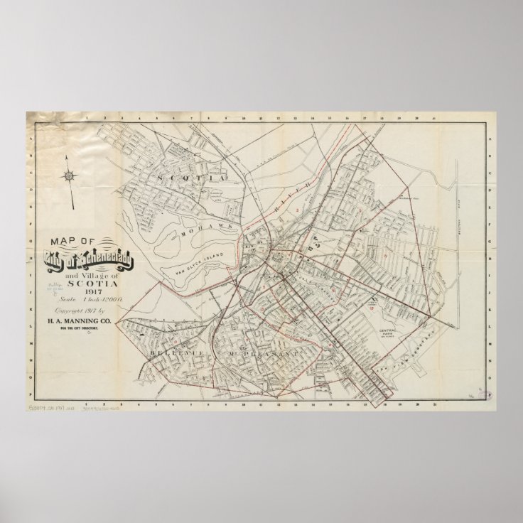 Vintage Map of Schenectady NY (1917) Poster | Zazzle