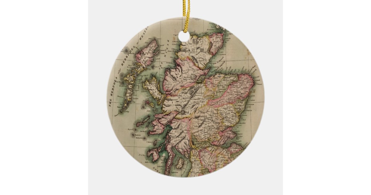 Vintage Map of Scotland (1814) Ceramic Ornament | Zazzle