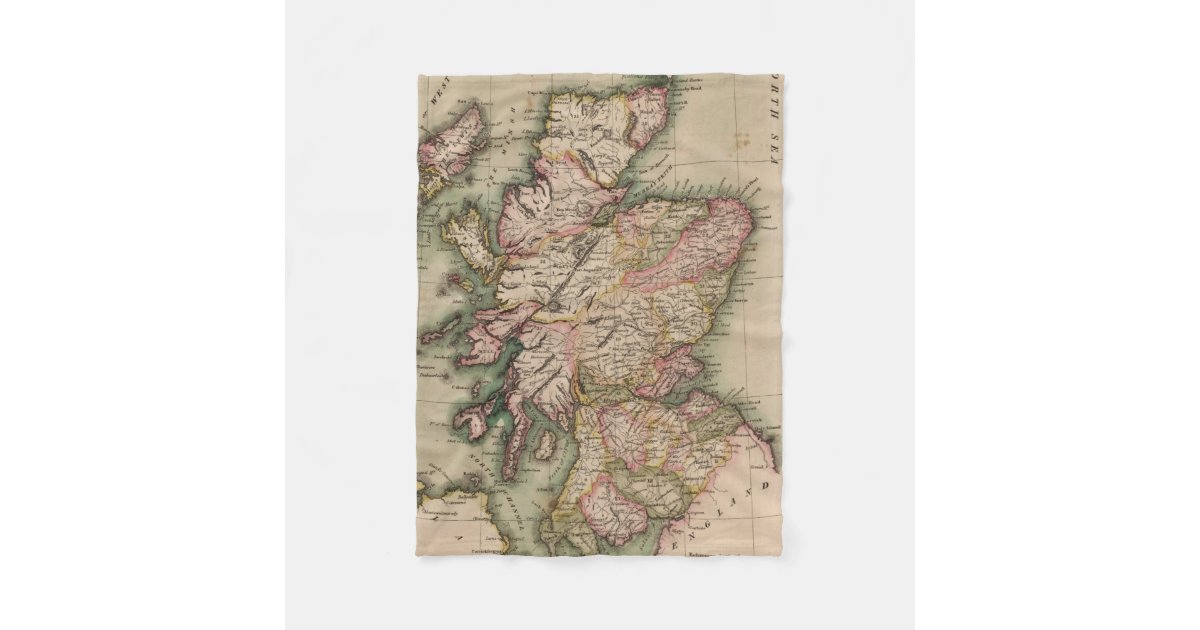 Vintage Map of Scotland (1814) Fleece Blanket | Zazzle