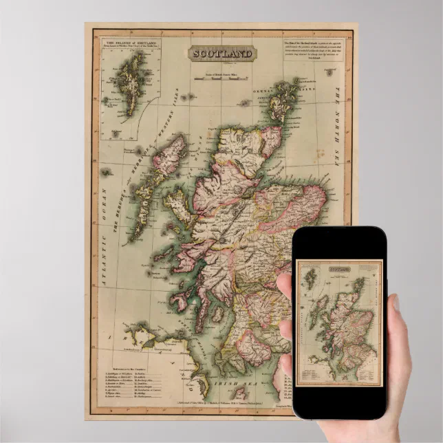 Vintage Map of Scotland (1814) Poster | Zazzle