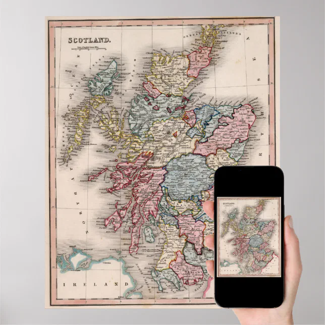 Vintage Map of Scotland (1832) Poster | Zazzle