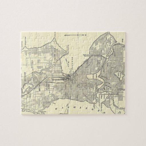 Vintage Map of Seattle (1914) Jigsaw Puzzle | Zazzle