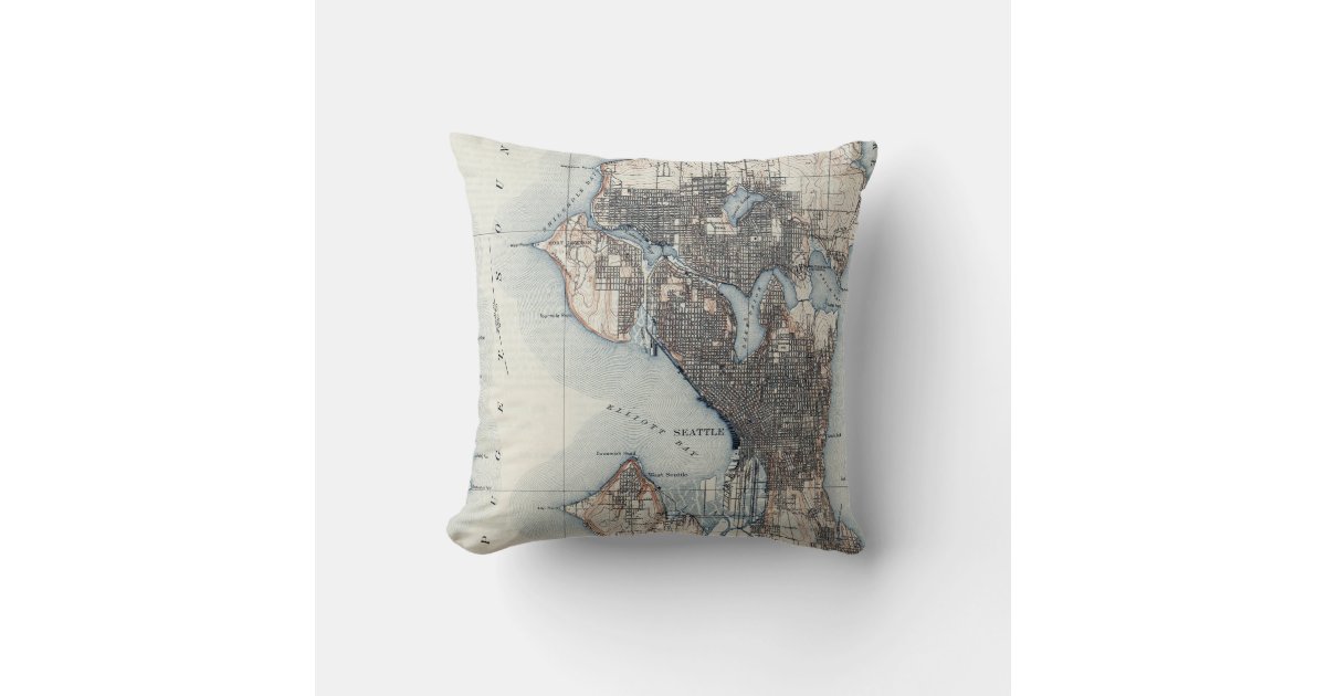 Vintage Map of Seattle Washington Throw Pillow | Zazzle