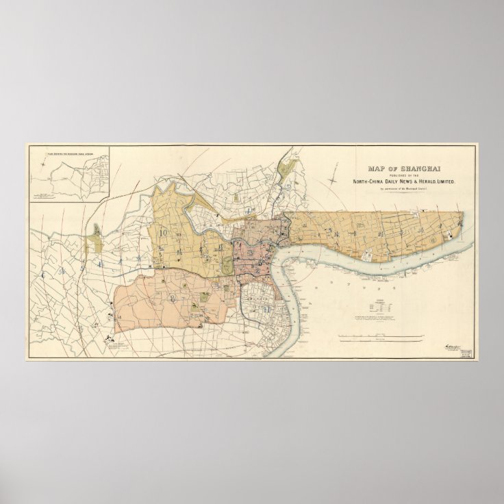 Vintage Map of Shanghai China (1918) Poster | Zazzle