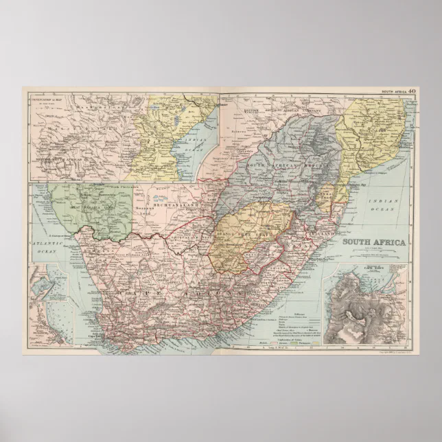 Vintage Map of South Africa (1892) Poster | Zazzle