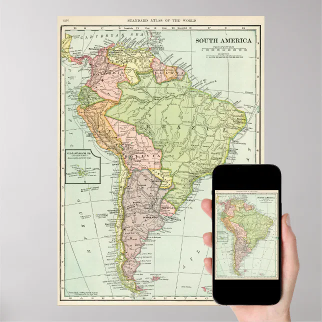 Vintage Map of South America Poster | Zazzle