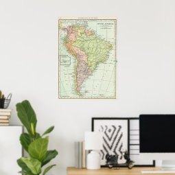 Vintage Map of South America Poster | Zazzle