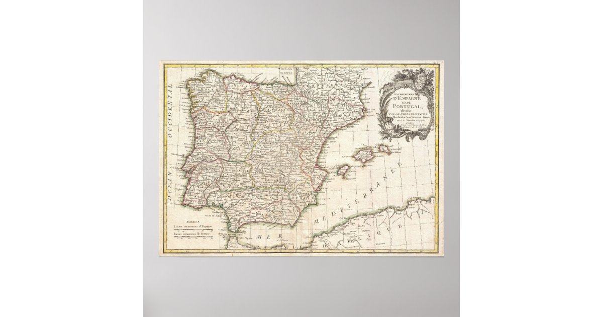 Vintage Map of Spain (1775) Poster | Zazzle