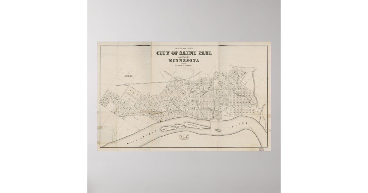 Vintage Map of St. Paul Minnesota (1860) Poster | Zazzle