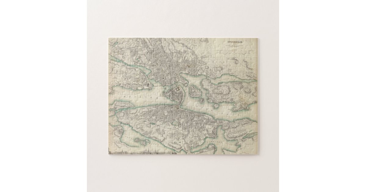 Vintage Map of Stockholm Sweden (1838) Jigsaw Puzzle | Zazzle