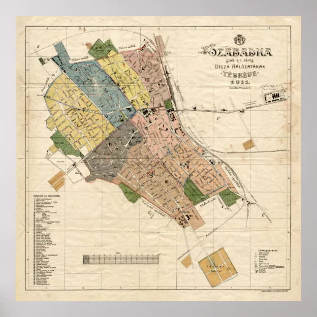 Vintage Map of Subotica Serbia (1911) Poster | Zazzle