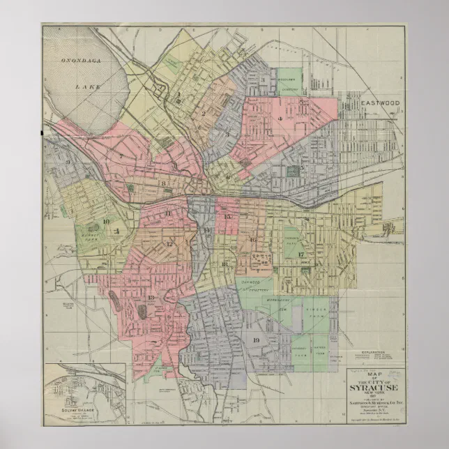 Vintage Map of Syracuse New York (1920) Poster | Zazzle