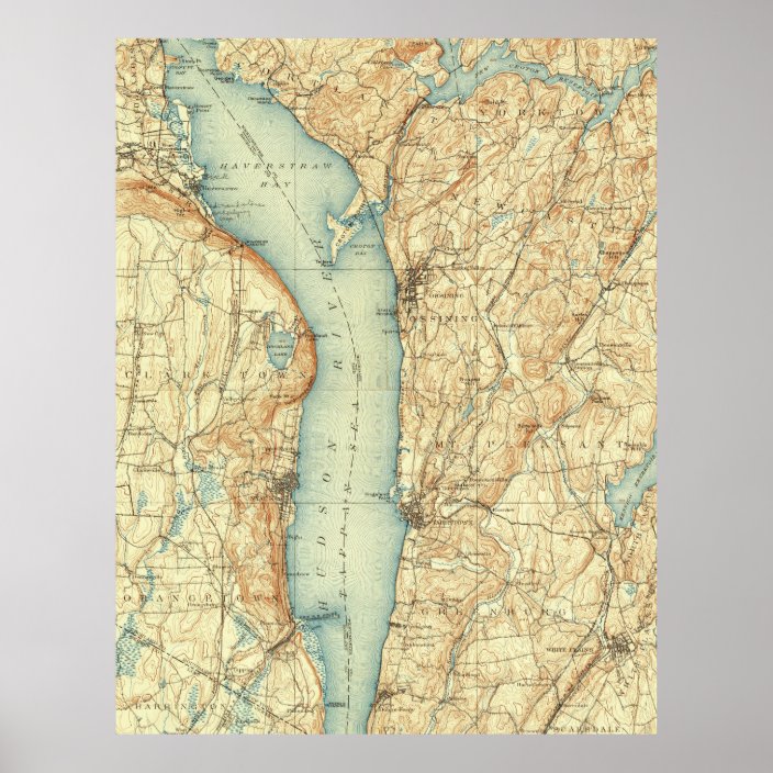 Vintage Map of Tarrytown NY & The Hudson River Poster | Zazzle.com
